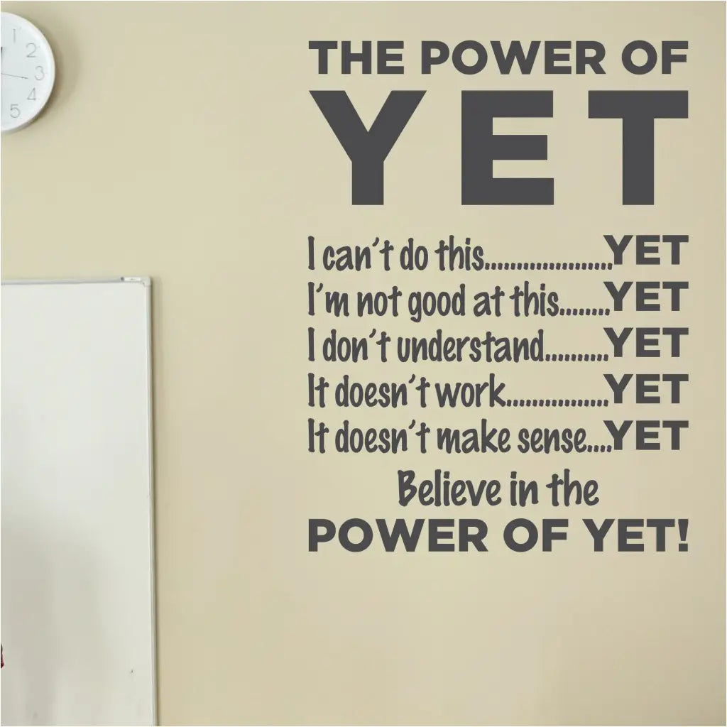 Believe In The Power Of Yet School Classroom Wall Decal – The Simple ...