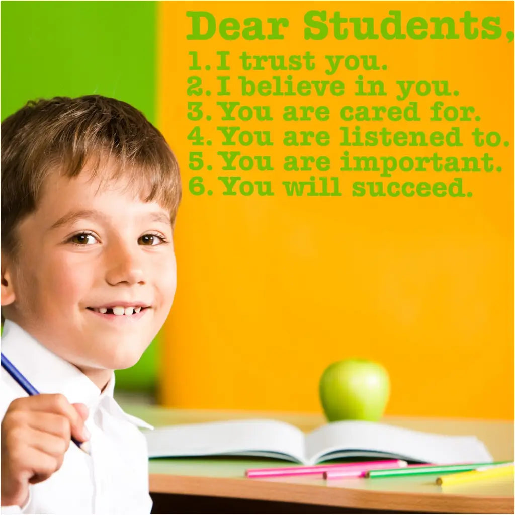 Encouragement Letter To Students | Teacher Classroom Wall Decal Decor ...