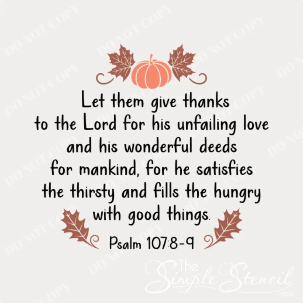 Psalm 107 Thanksgiving Decal | Bible Verse Wall Art for Fall Decor ...