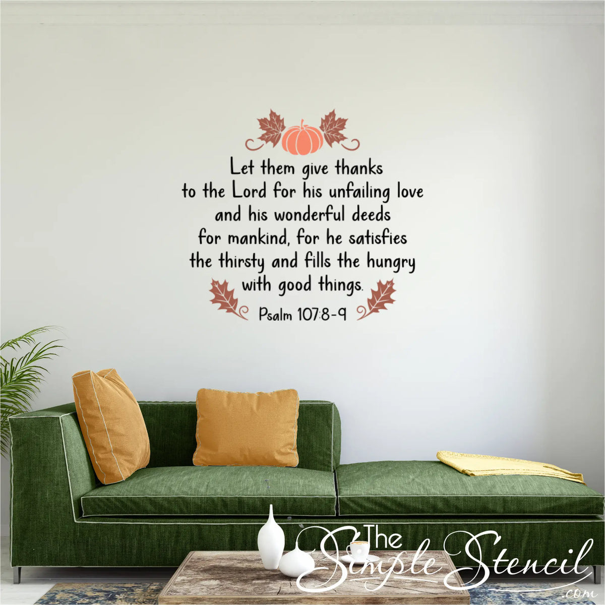Psalm 107 Thanksgiving Decal | Bible Verse Wall Art for Fall Decor ...