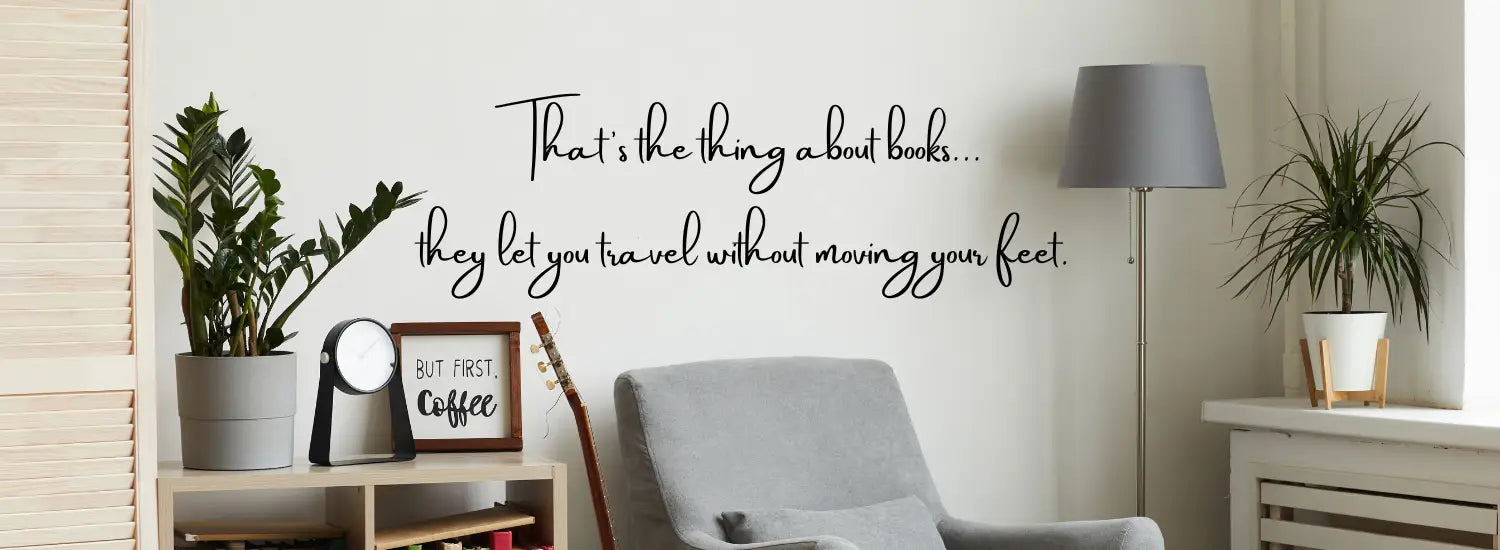 Home Library Book Nook Reading Corner Book Quotes Wall Decals The Simple Stencil