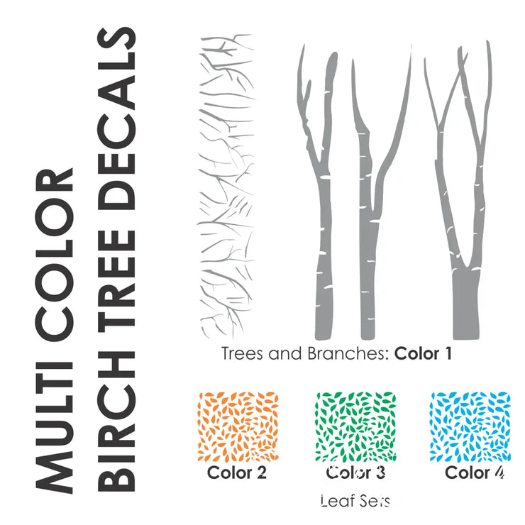 Customize Your Forest: Removable Birch Tree Wall Decals (4 Colors ...