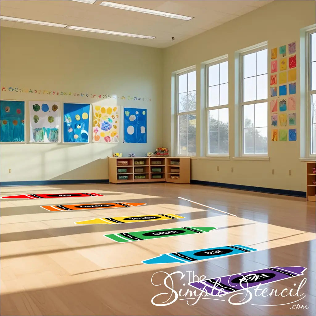 Color Crayon Sensory Decals | Learn Colors | School Floor & Wall – The ...