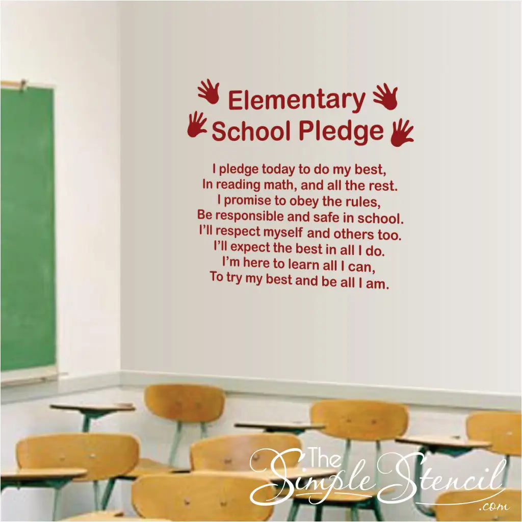 Elementary School Pledge | Large Wall Display Decor – The Simple Stencil