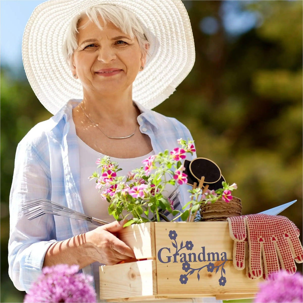 Grandma with flowers | Vinyl Decal For DIY Crafts Gift Idea – The ...
