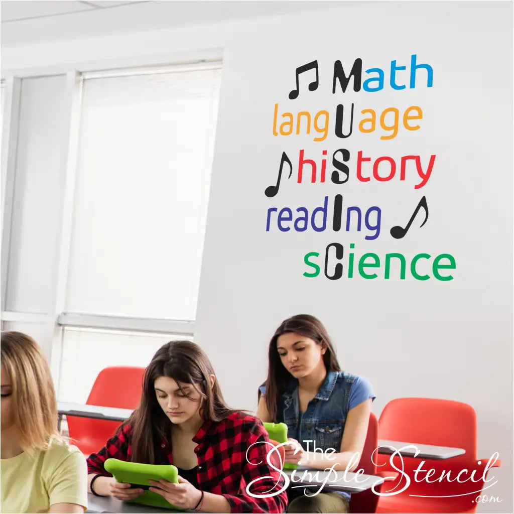 MUSIC Subjects Wall Decal: Connect Learning with Colorful Fun Design ...