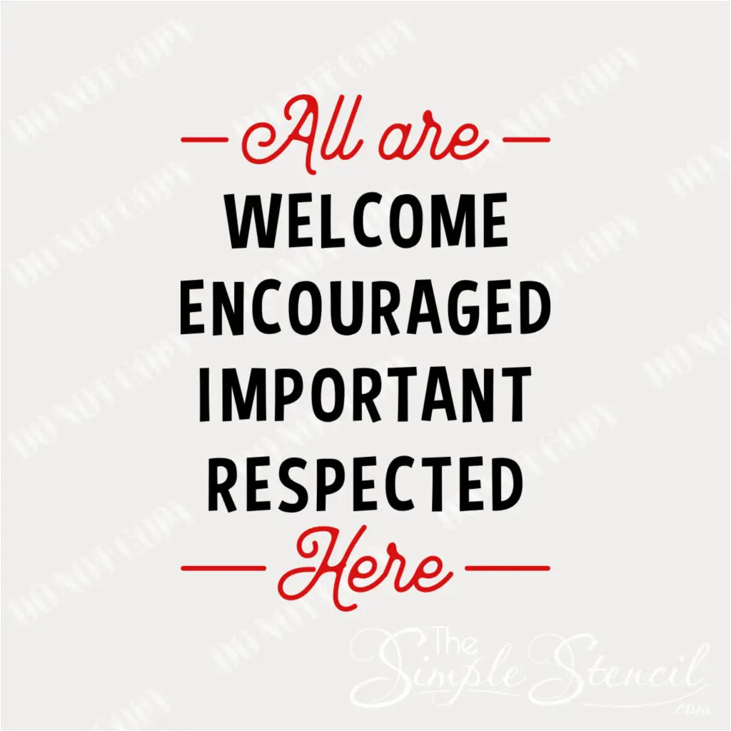 Inclusive Wall Decal | Promote Diversity and Belonging | All Welcome ...