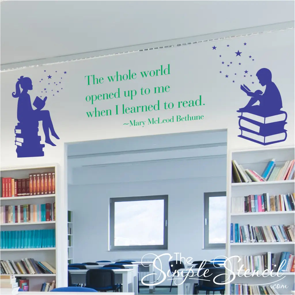Library Wall Display | Imagination Boy Reading Decal Decor – The Simple ...