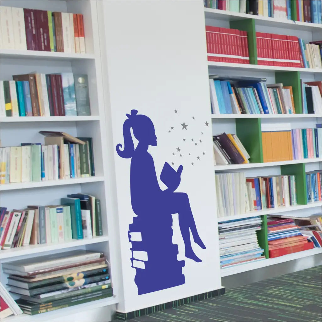 Library Wall Display | Imagination Girl Reading Decor – The Simple Stencil