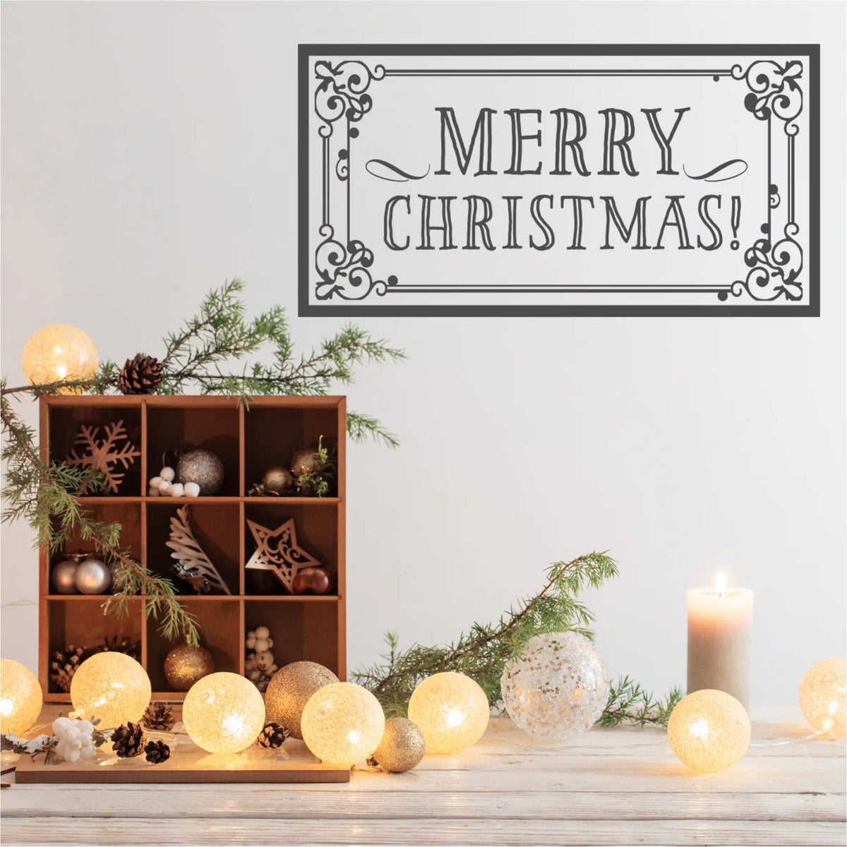 Merry Christmas Box | Vinyl Wall & Window Decal – The Simple Stencil