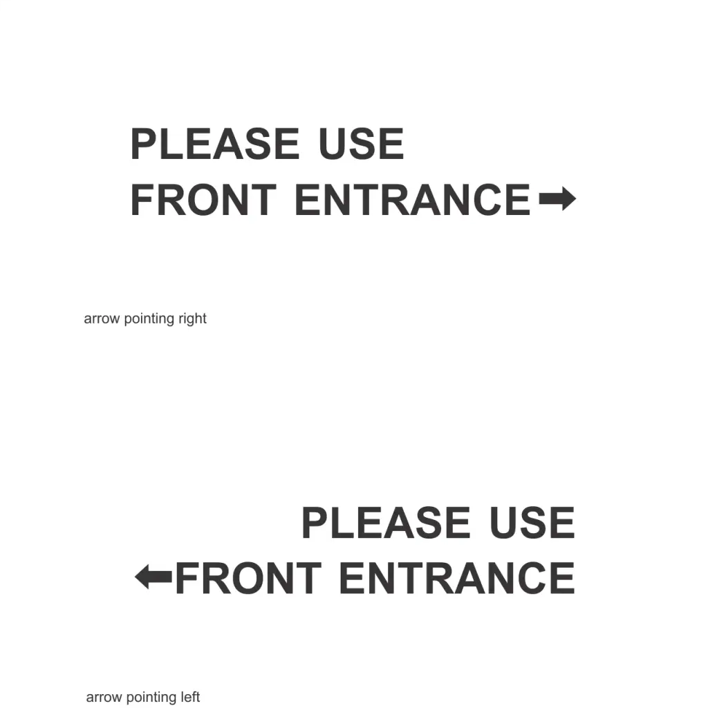 Directional Signs -Please Use Front Door | Business Door & Window Decal ...