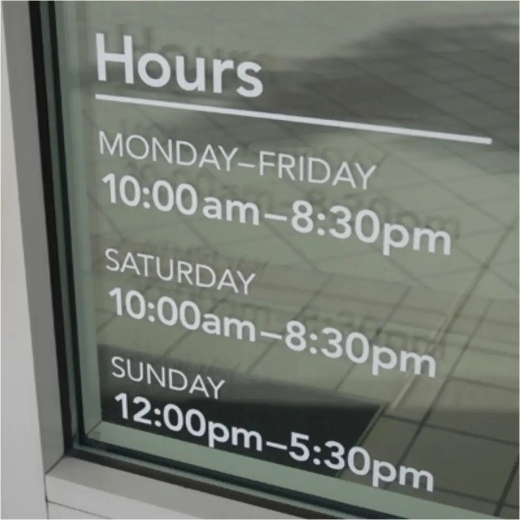 Simple Business Hours Vinyl Decal | Business Door & Window Decal – The ...