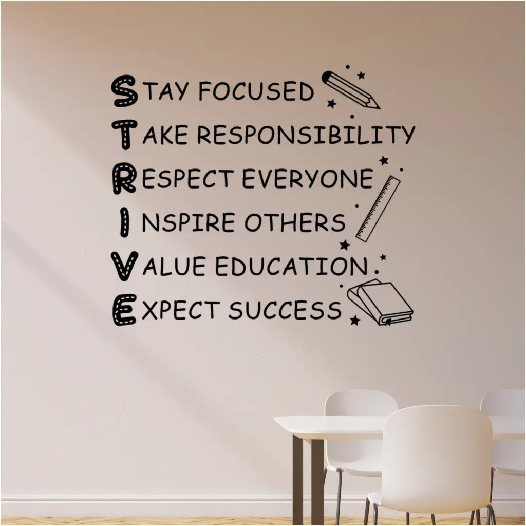 STRIVE Quote - Wall Decal for School Classrooms | Choose Your Colors ...