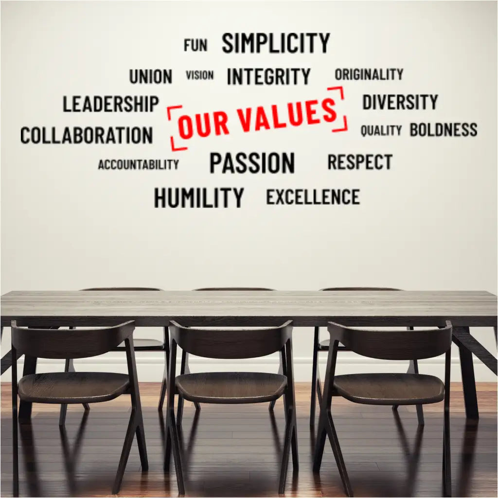 "Our Values" Wall Decal | Inspirational Office Decor | Motivational ...