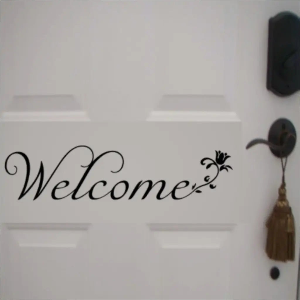 Welcome with Flower | Spring Embellished Wall or Door Decal – The ...
